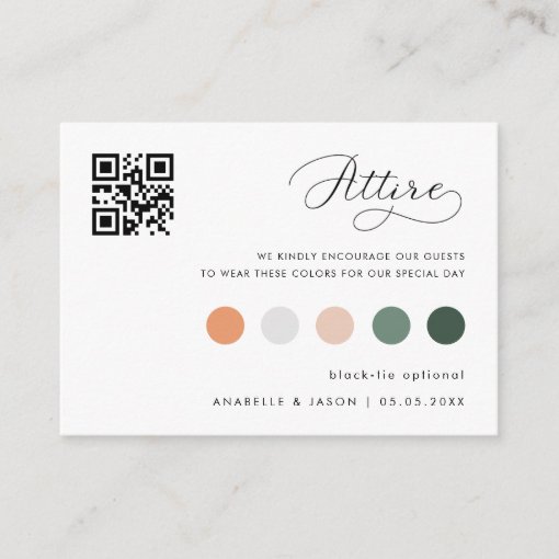 Delicate Wedding Dress Code Guest Attire QR Code Enclosure Card | Zazzle