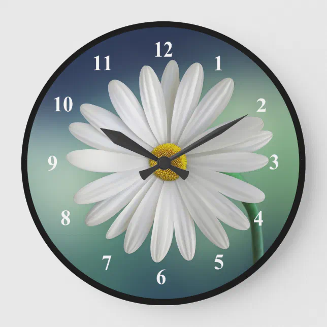 Delicate White Daisy Large Clock | Zazzle