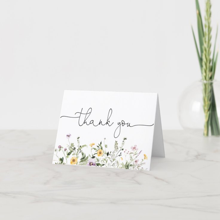 Delicate Wildflower Thank You Card | Zazzle