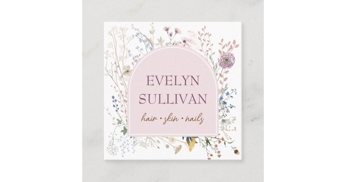 Delicate wildflowers arch business card | Zazzle