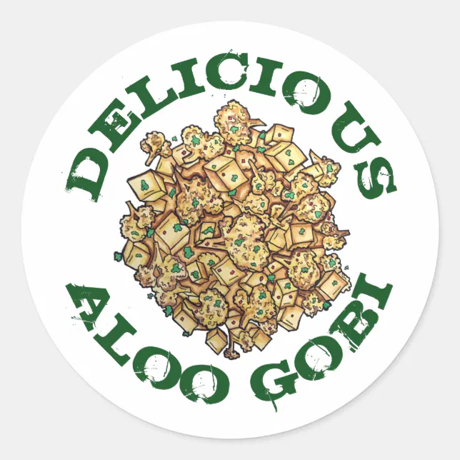 Delicious Aloo Gobi Indian Food Cauliflower Curry Classic Round Sticker ...
