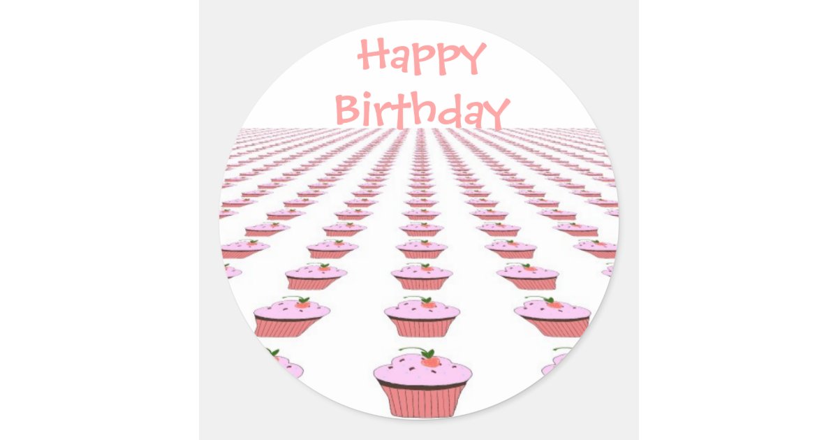 Delicious Birthday Cupcakes Classic Round Sticker | Zazzle