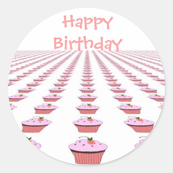 Delicious Birthday Cupcakes Classic Round Sticker | Zazzle