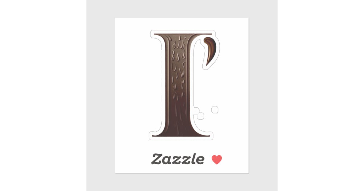 Delicious chocolate letter I English sticker | Zazzle