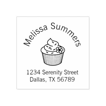 Delicious Cupcake with Frosting Yummy Address Rubber Stamp | Zazzle