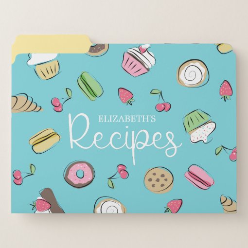 Delicious Dessert Doodles Recipes File Folder | Zazzle