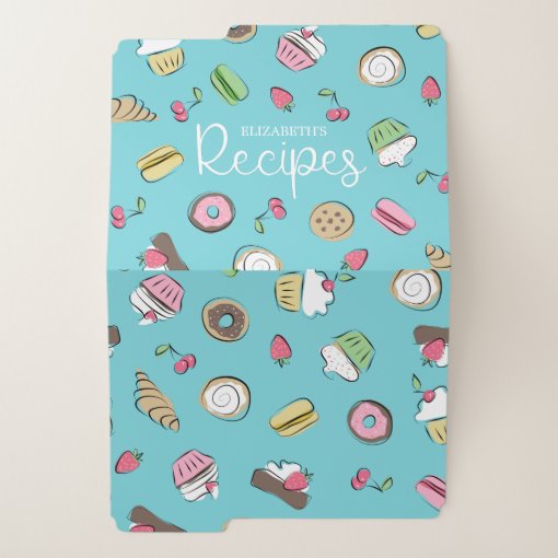 Delicious Dessert Doodles Recipes File Folder | Zazzle