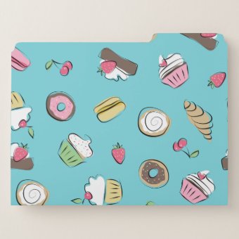 Delicious Dessert Doodles Recipes File Folder | Zazzle