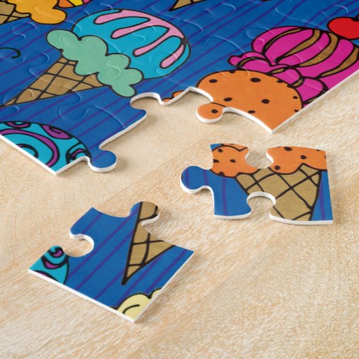 Delicious Ice Cream Cones Food Orange Blue Green Jigsaw Puzzle | Zazzle