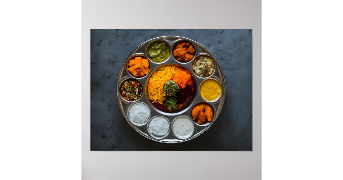 Delicious Indian Hindu Veg Thali Poster | Zazzle
