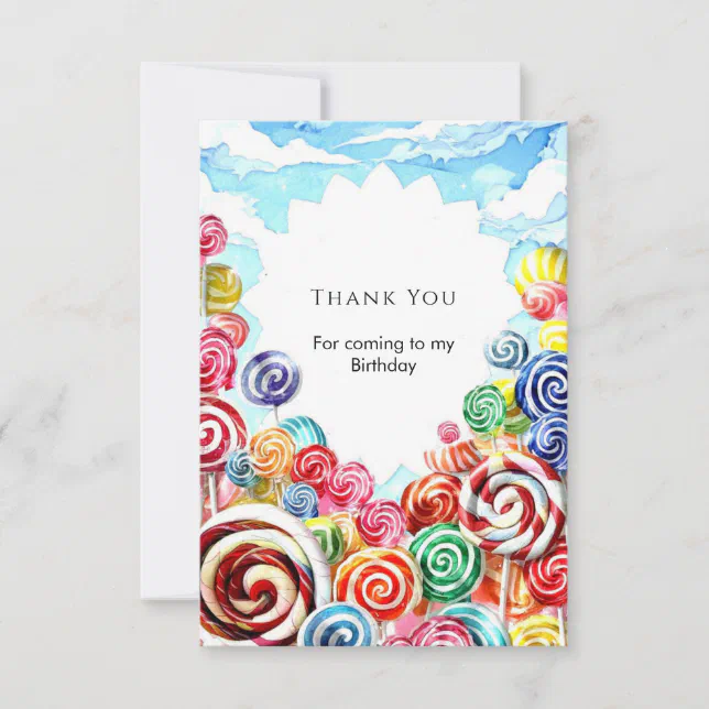 Delicious Magical Candyland Birthday Thank You Card | Zazzle