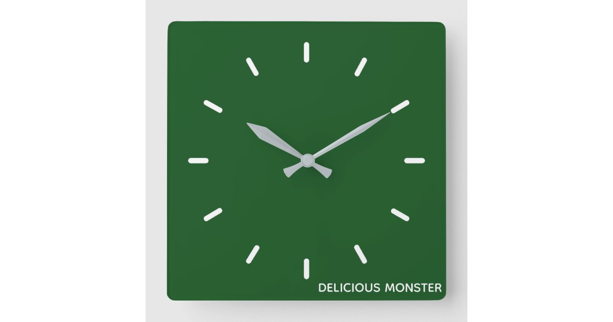 Delicious Monster green color name Square Wall Clock | Zazzle