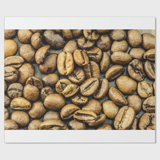 Delicious rustic gold coffee beans wrapping paper | Zazzle
