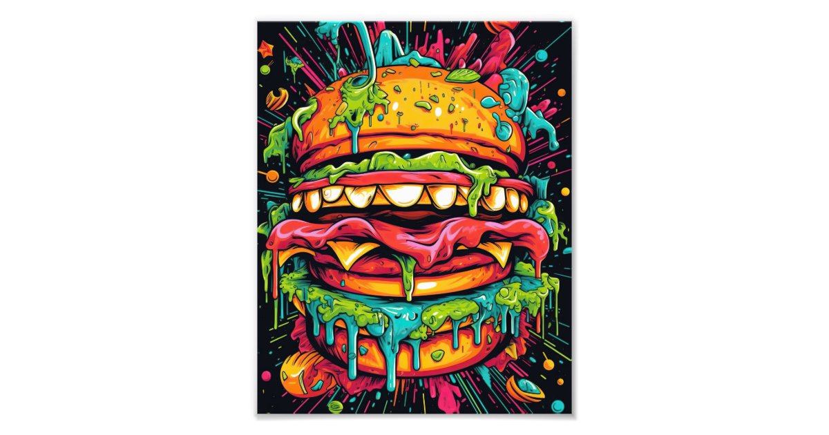 Delicious scary monster burger photo print | Zazzle