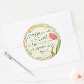 Delight in the Lord Bible Verse Round Stickers | Zazzle