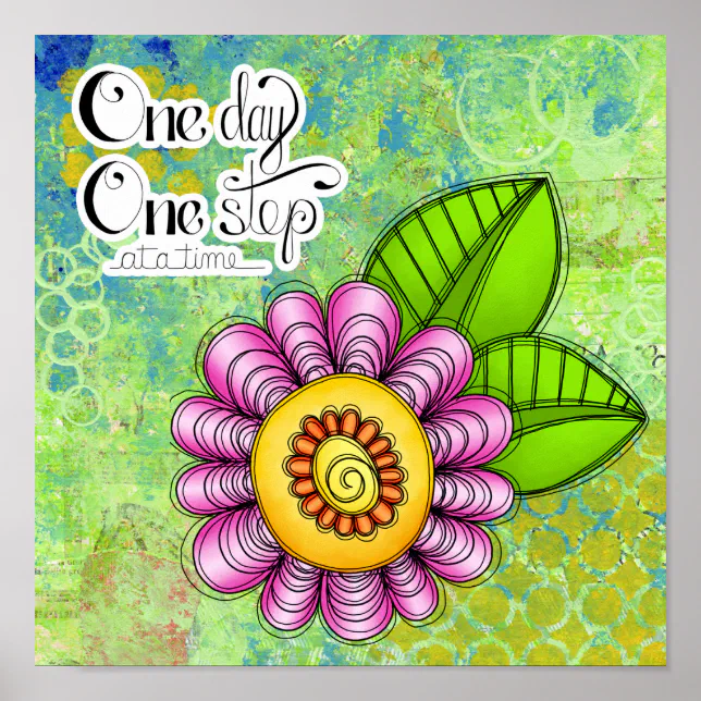 Delight Positive Thought Doodle Flower Poster | Zazzle
