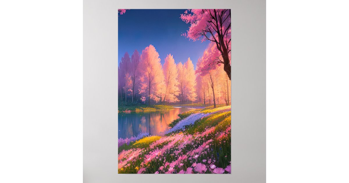 Delightful Colors Along the Riverbank Poster | Zazzle