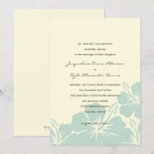 Delightful Hibiscus Wedding Invitations (Blue) | Zazzle