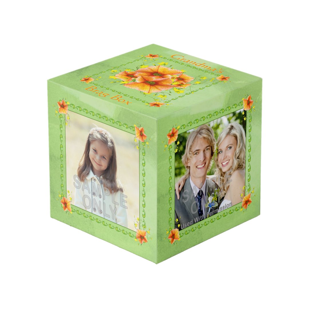 Delightful Orange Petunias Grandma Brag Box Cube | Zazzle