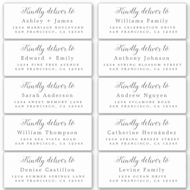 Deliver to Calligraphy Wedding Guest Address Sticker | Zazzle