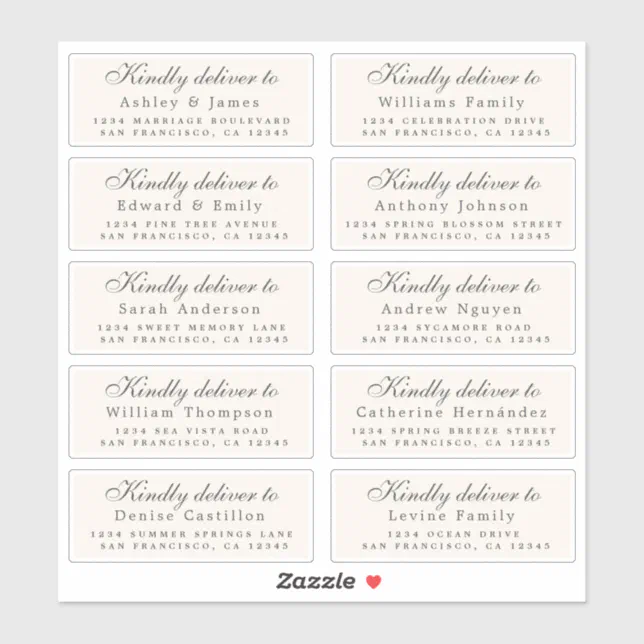 Deliver to Script Guest Address Ivory Labels | Zazzle