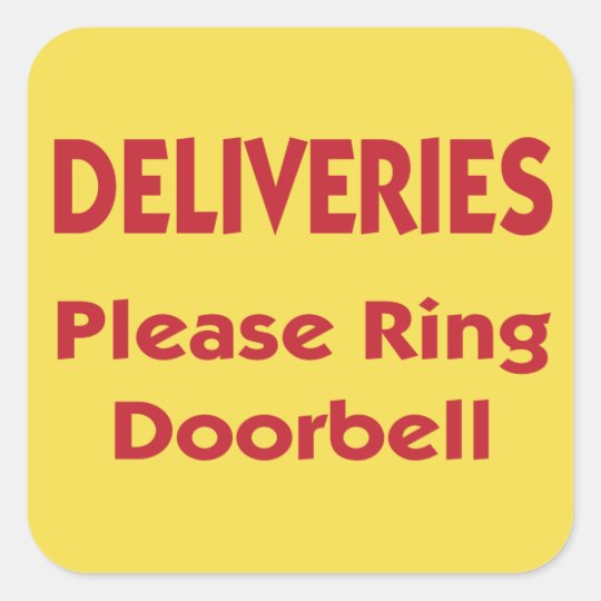 Deliveries Please Ring Doorbell Square Sticker | Zazzle.com