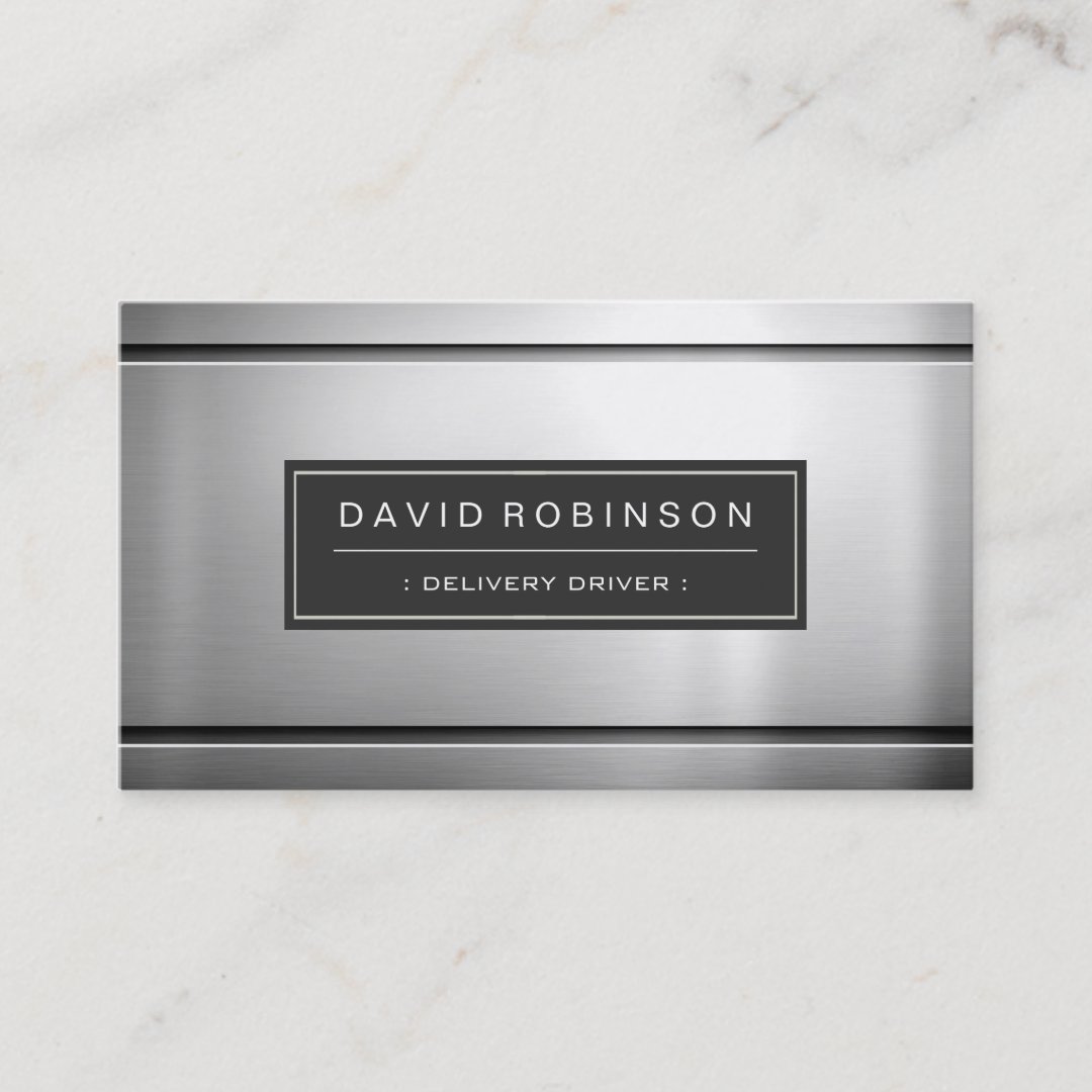 Delivery Driver - Premium Silver Metal Business Card | Zazzle