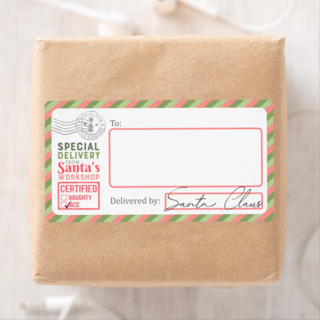 Delivery From Santa Claus Shipping Labels | Zazzle