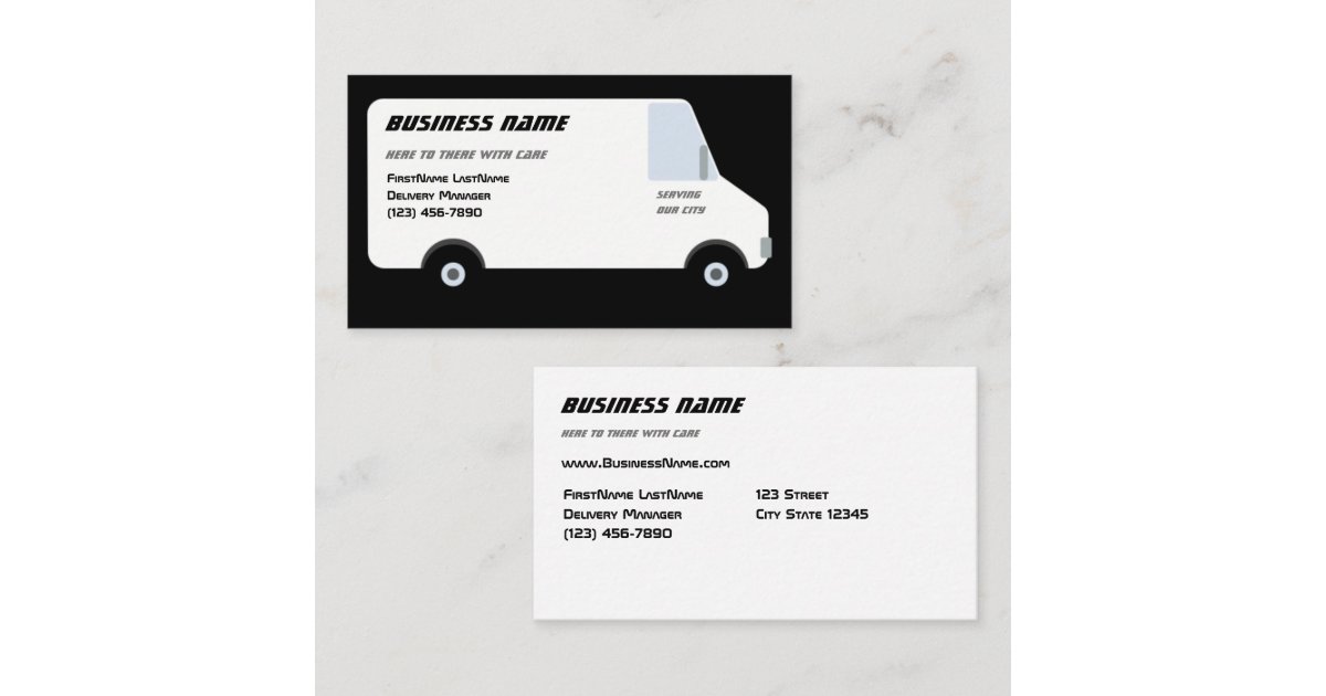 Delivery Van Black Business Card | Zazzle