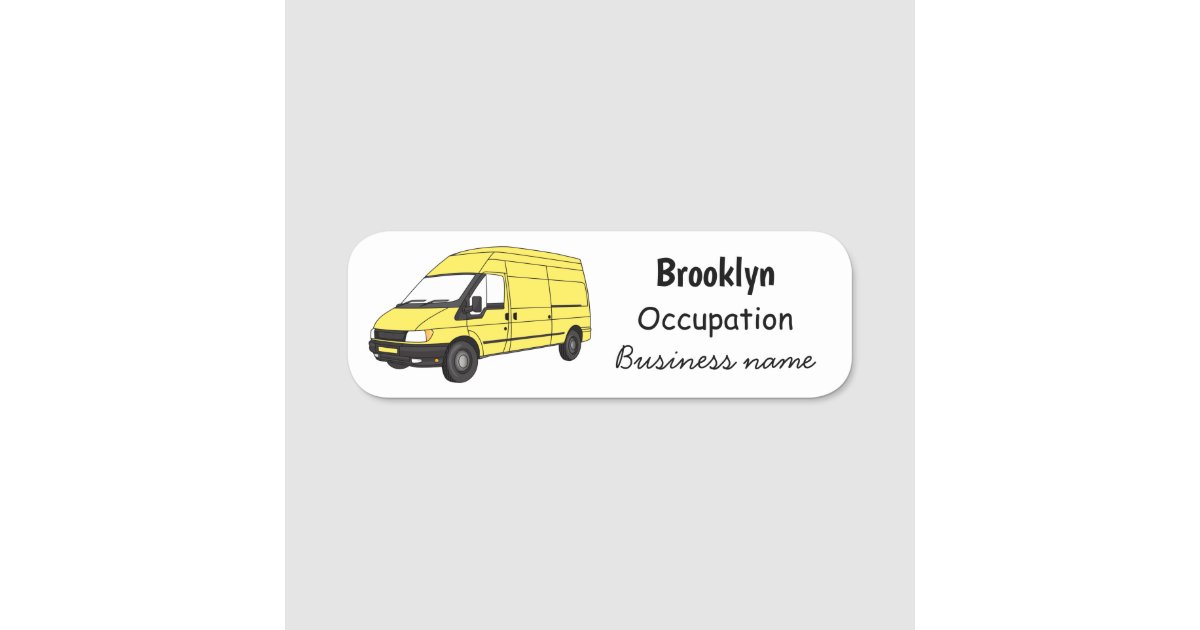 Delivery van illustration name tag | Zazzle