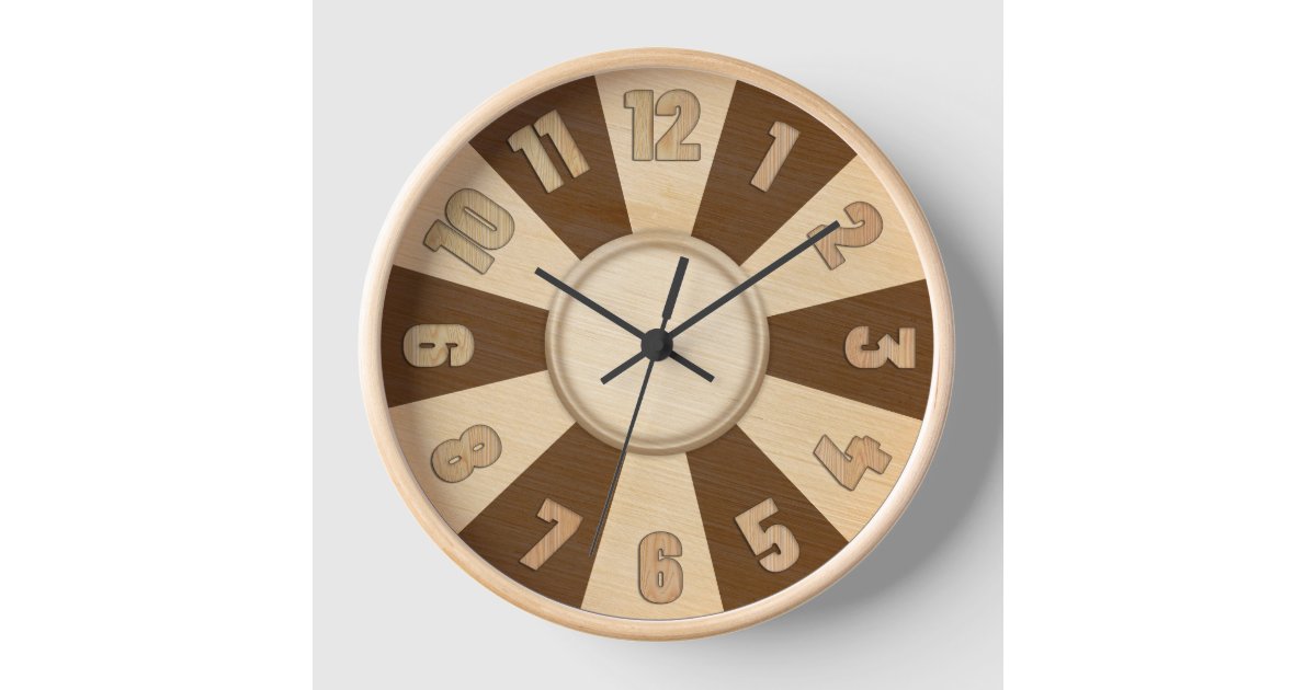 Delta Clock, 3D Wood Carved Wall Décor Clock | Zazzle