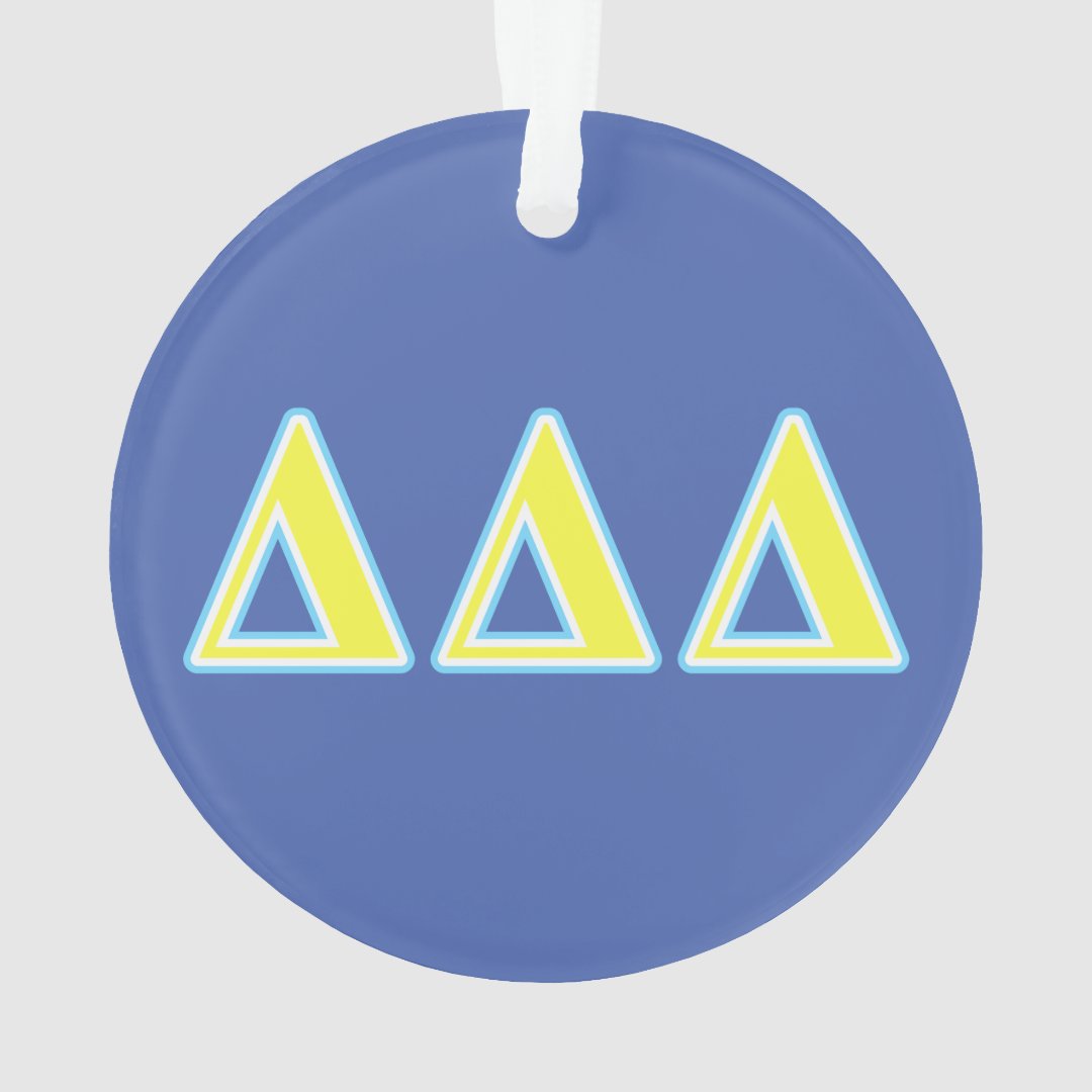 Delta Delta Delta Blue and Yellow Letters Ornament | Zazzle