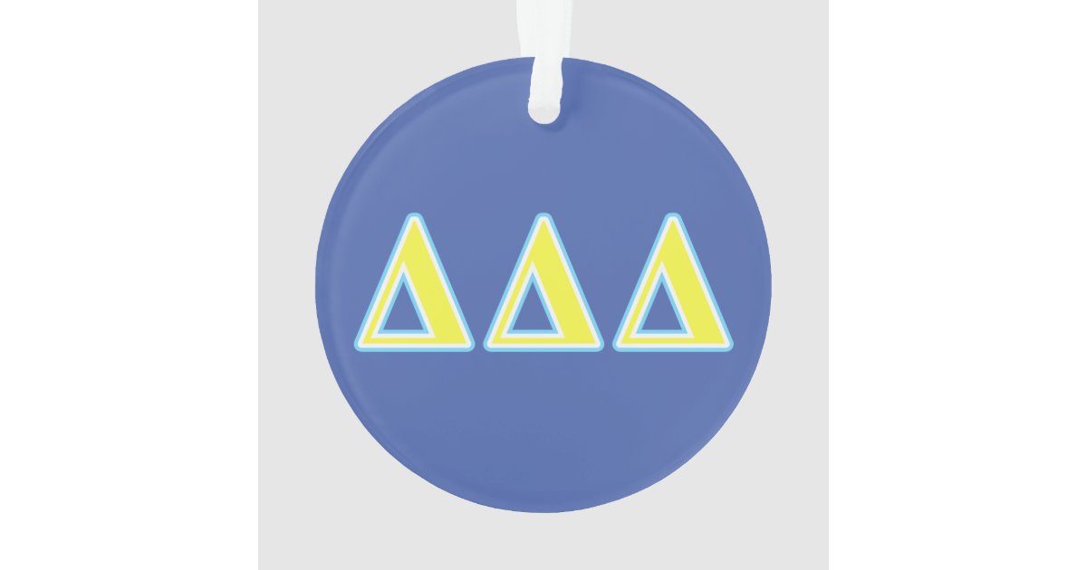 Delta Delta Delta Blue and Yellow Letters Ornament | Zazzle