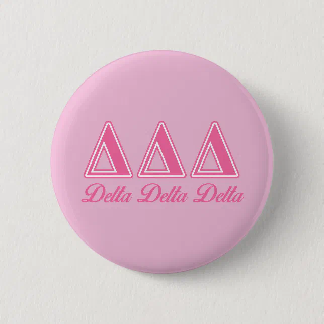 Delta Delta Delta Pink Letters Button | Zazzle