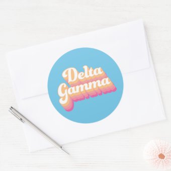 Delta Gamma | Groovy Script Classic Round Sticker | Zazzle