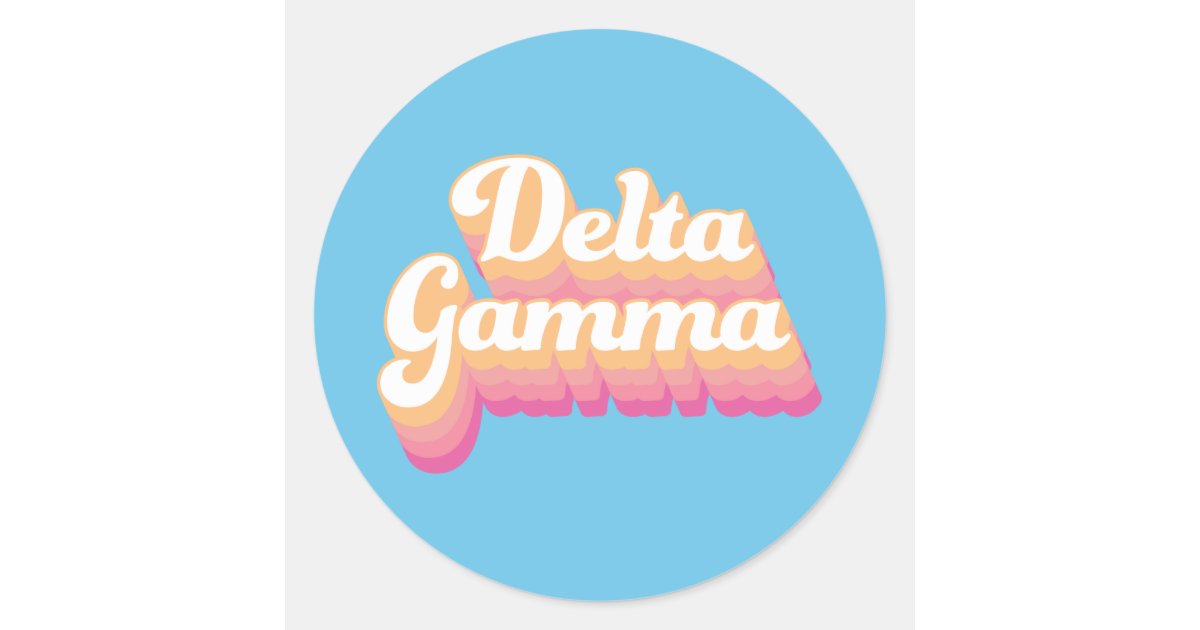 Delta Gamma | Groovy Script Classic Round Sticker | Zazzle