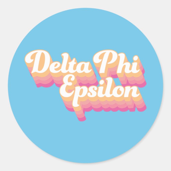 Delta Phi Epsilon | Groovy Script Classic Round Sticker | Zazzle.com