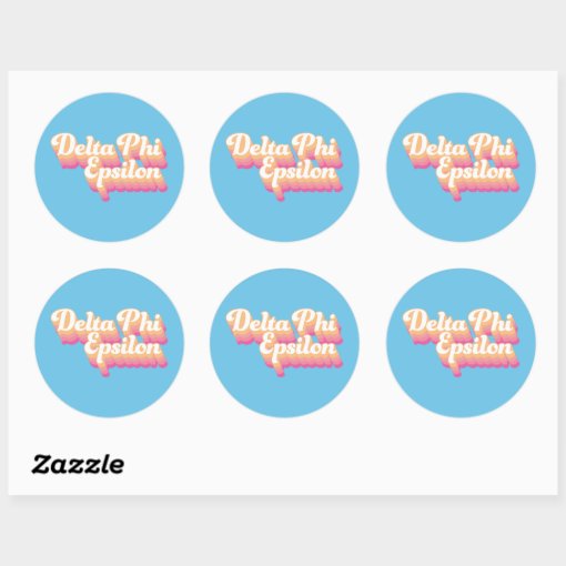 Delta Phi Epsilon | Groovy Script Classic Round Sticker | Zazzle