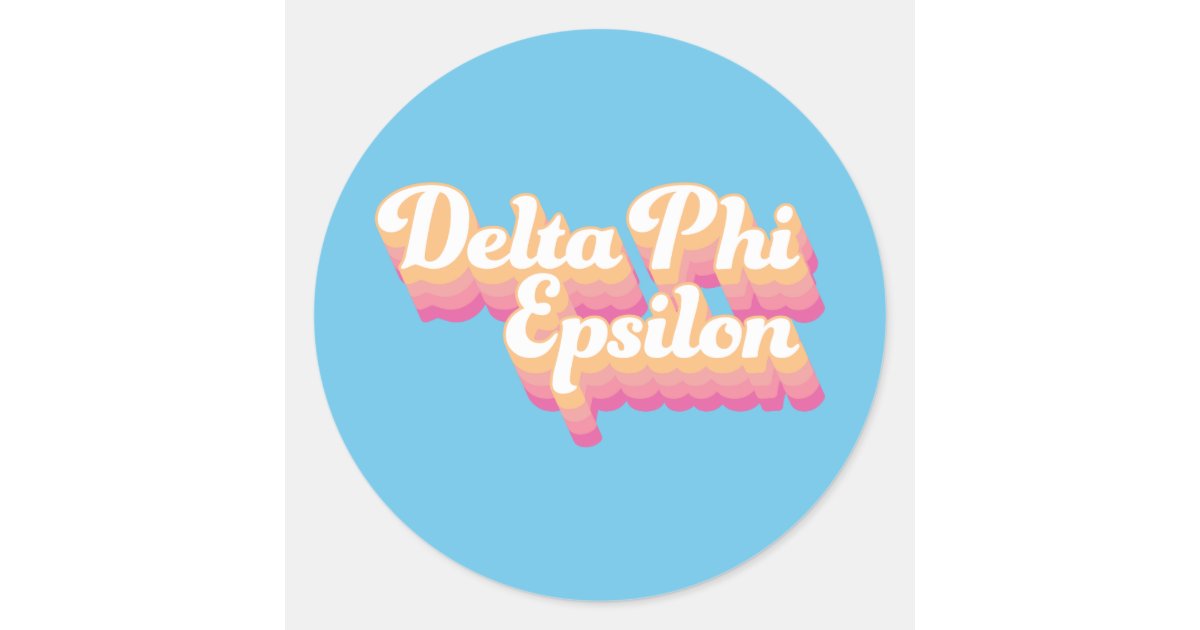 Delta Phi Epsilon | Groovy Script Classic Round Sticker | Zazzle