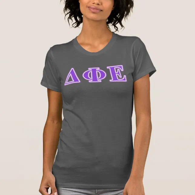 Delta Phi Epsilon Purple and Lavender Letters T-Shirt | Zazzle