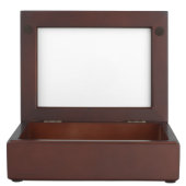 Delta Phi Epsilon White and Purple Letters Memory Box | Zazzle