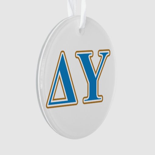Delta Upsilon Gold and Sapphire Blue Letters Ornament | Zazzle
