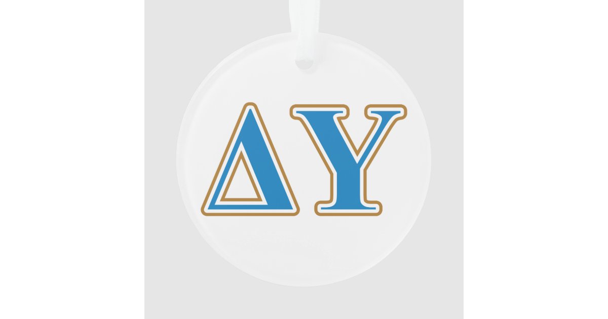 Delta Upsilon Gold and Sapphire Blue Letters Ornament | Zazzle