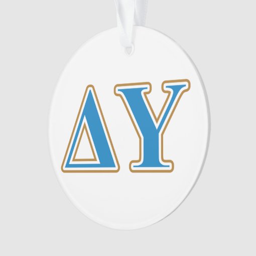 Delta Upsilon Gold and Sapphire Blue Letters Ornament | Zazzle