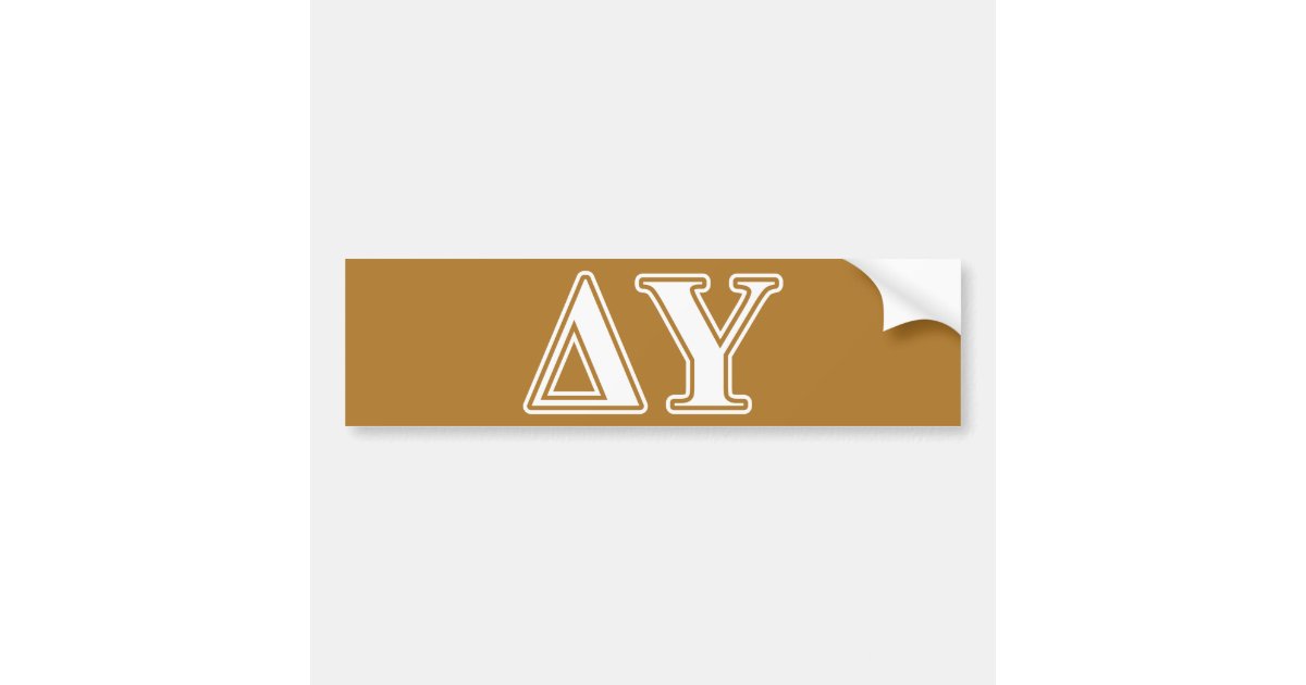 Delta Upsilon White and Gold Letters Bumper Sticker | Zazzle