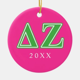 Delta Zeta Green Letters Ceramic Ornament | Zazzle