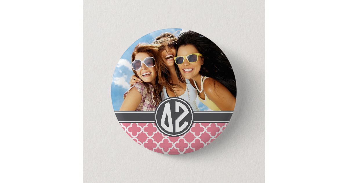 Delta Zeta | Monogram and Photo Pinback Button | Zazzle