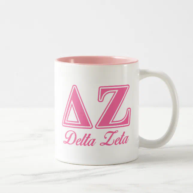 Delta Zeta Pink Letters Two-Tone Coffee Mug | Zazzle