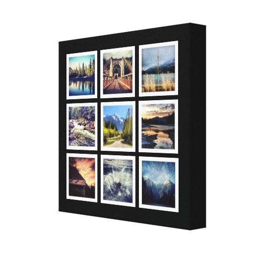 Deluxe 9 Photograph Grid Collage Canvas Print | Zazzle