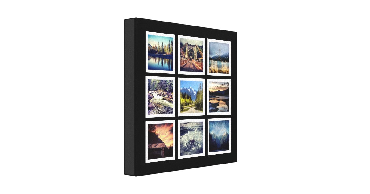 Deluxe 9 Photograph Grid Collage Canvas Print | Zazzle